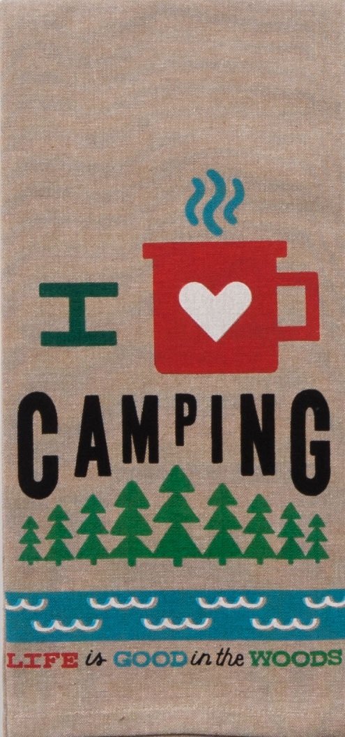 Kay Dee Designs Camping Adventures Chambray Tea Towel Set of 3: Bundle Designs Include: Have an Adventure - I Heart Camping - Happy Camper