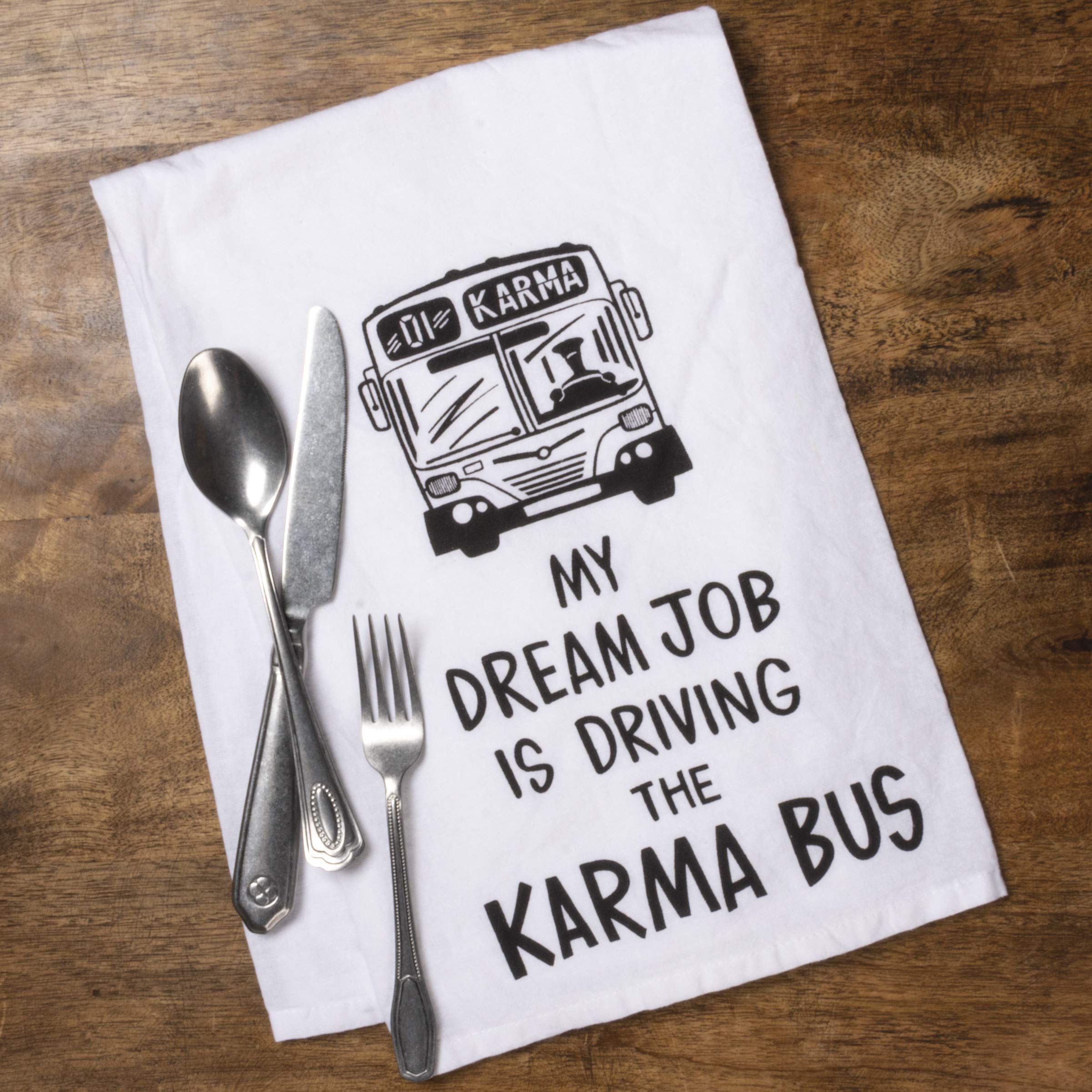 Primitives by Kathy LOL Made You Smile Dish Towel, 28 x 28-Inches, Dream Job Karma Bus