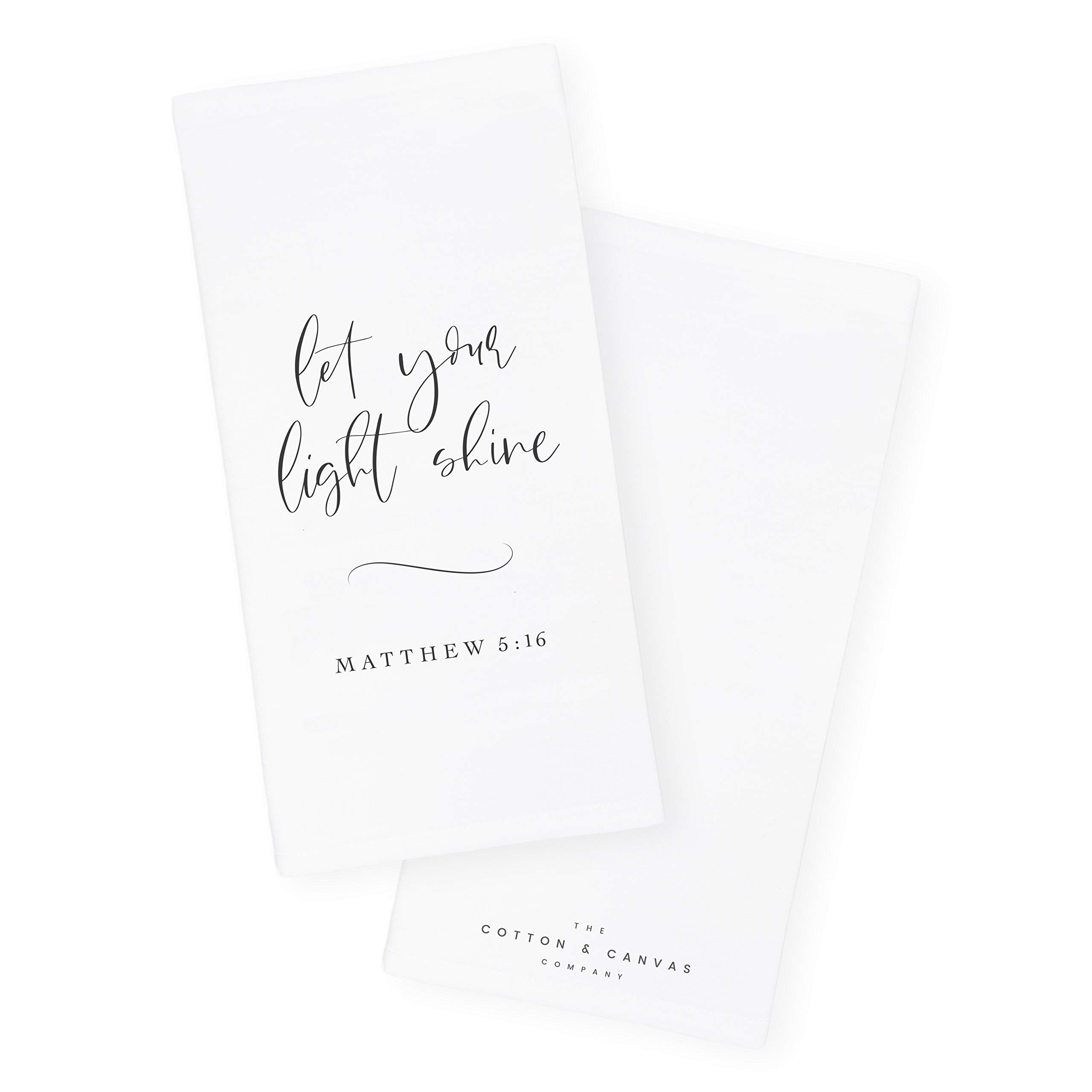 The Cotton & Canvas Co. Let Your Light Shine, Matthew 5:16 Scripture, Bible, Religious, Soft and Absorbent Tea Towel, Flour Sack Towel and Dish Cloth