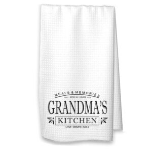 the creating studio grandma's kitchen tea towel, for grandma, custom handmade gift, love served daily