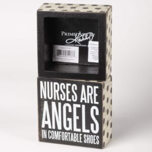 Primitives by Kathy 31137 Polka Dot-Trimmed Box Sign, 4 x 4-Inches, Nurses are Angels