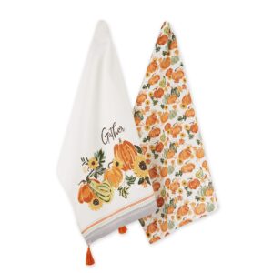 dii decorative thanksgiving kitchen towels absorbent cotton fall dish towel set, dish towel set, 18x28, gather, 2 count