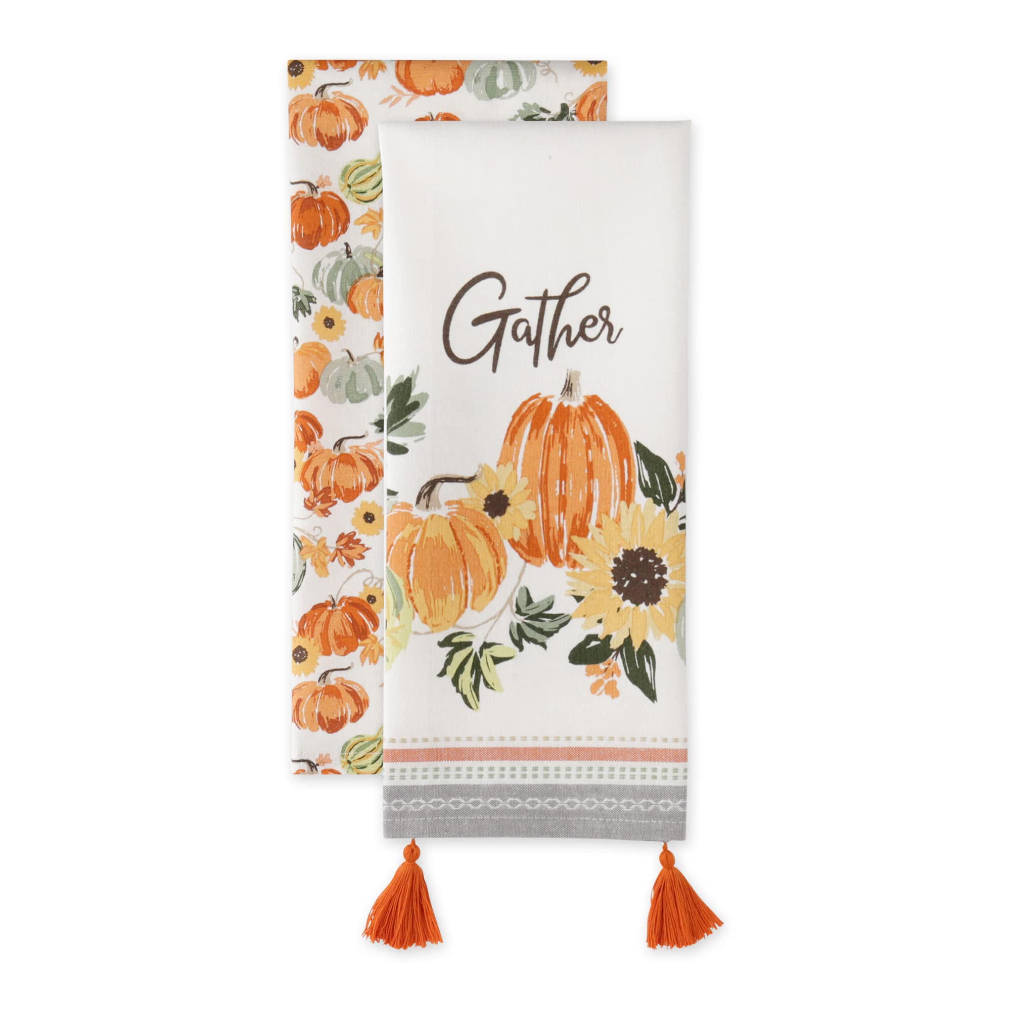 DII Decorative Thanksgiving Kitchen Towels Absorbent Cotton Fall Dish Towel Set, Dish Towel Set, 18x28, Gather, 2 Count