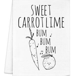 Sweet Carrot Lime, Funny Flour Sack Kitchen Towel, Sweet Housewarming Gift, Farmhouse Kitchen Decor, White (White)