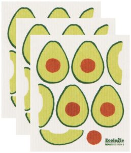 ecologie swedish sponge reusable dishcloth avocados 6.5 x 8 inches, set of 3