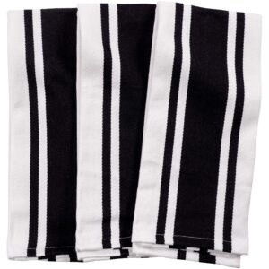 KAF Home Union Stripe Kitchen Dish Towel Set of 3, Plush, Absorbent, 100-Percent Cotton, 18 x 28-inch (Black)