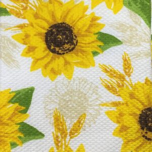 La Patisserie Plush, Absorbent Kitchen Towels Set Sunflowers 18" x 28" 100% Cotton Multi Color