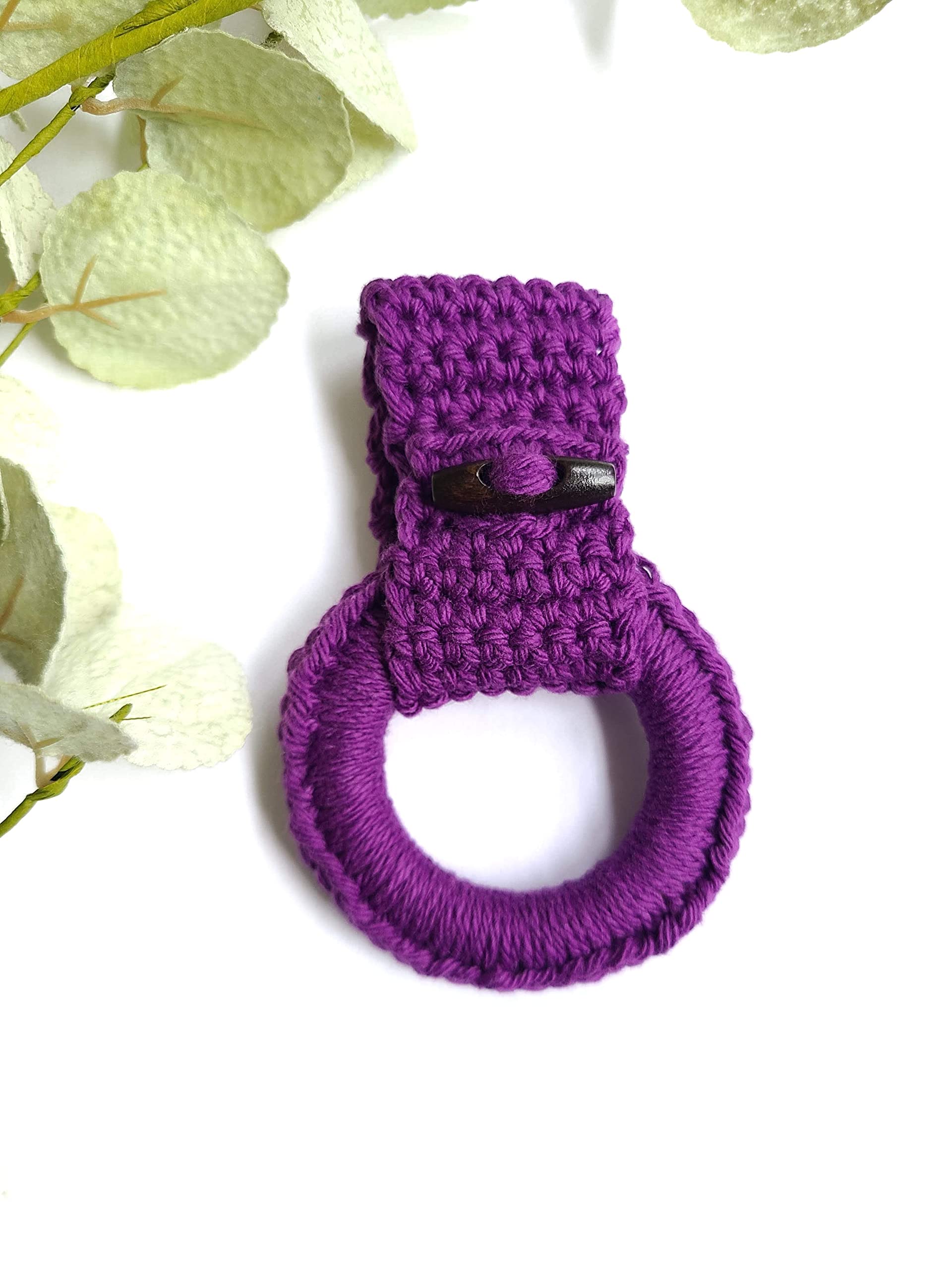 Hanging Kitchen towels ring - Towel holder for kitchen towels with hanging loop - Kitchen towel hanger unique House Warming Gift (Purple)