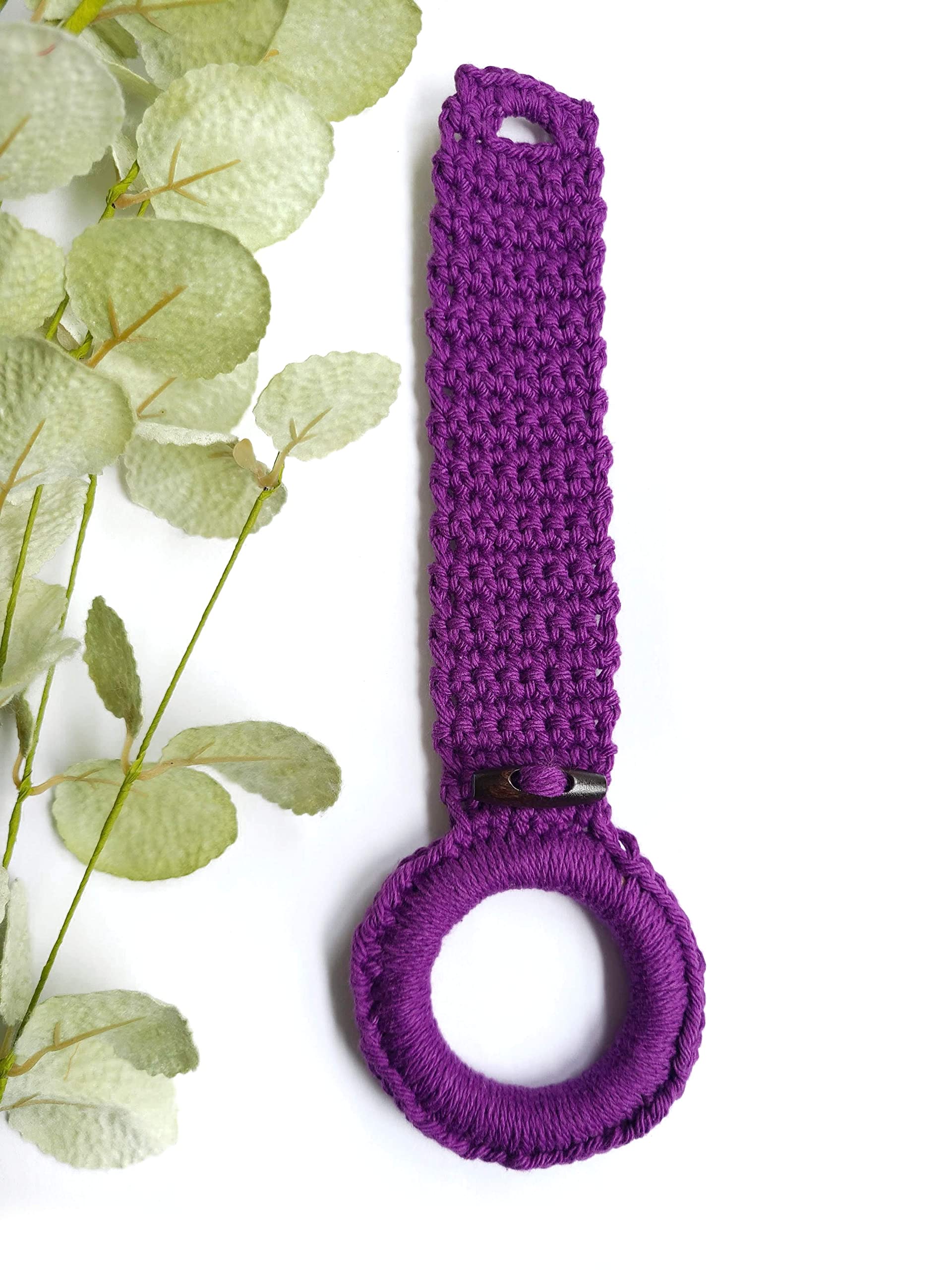 Hanging Kitchen towels ring - Towel holder for kitchen towels with hanging loop - Kitchen towel hanger unique House Warming Gift (Purple)