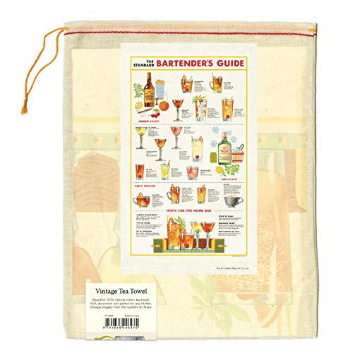 Cavallini Papers & Co. Bartender's Guide Tea Towel, Multicolor