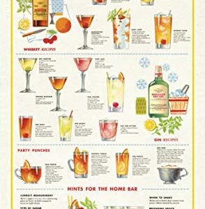 Cavallini Papers & Co. Bartender's Guide Tea Towel, Multicolor