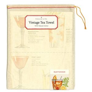 Cavallini Papers & Co. Bartender's Guide Tea Towel, Multicolor