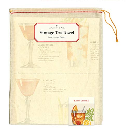 Cavallini Papers & Co. Bartender's Guide Tea Towel, Multicolor