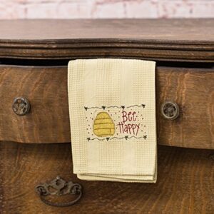 The Country House Collection Bee Happy Hive 19 x 28 All Cotton Embroidered Waffle Kitchen Towel