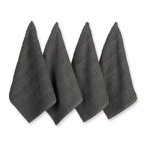 dii luxury barmop collection chevron dishtowel set, gray, 16x19, 4 piece