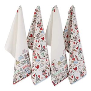 dii i love paris collection kitchen, dishtowel set, 18x28, eiffel tower, 4 piece