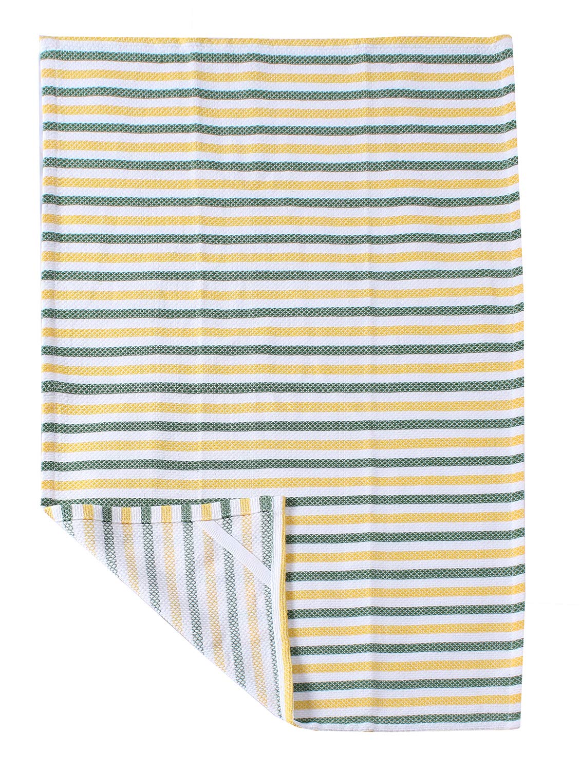 ANA Eco-Friendly 100% Cotton and Highly Absorbent Kitchen Discloth Towels | Lemon Yellow Print | Set of 4 | Stripe and Check Print | 20x28 inch | Designed to Make Your Kitchen More Alluring