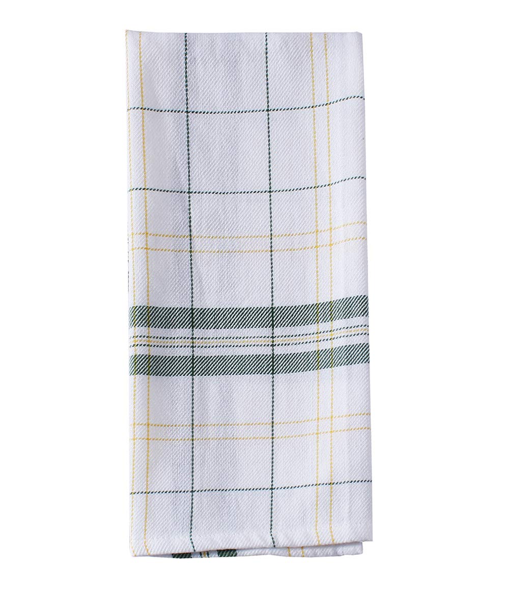 ANA Eco-Friendly 100% Cotton and Highly Absorbent Kitchen Discloth Towels | Lemon Yellow Print | Set of 4 | Stripe and Check Print | 20x28 inch | Designed to Make Your Kitchen More Alluring