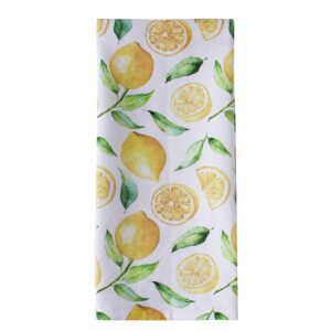 ANA Eco-Friendly 100% Cotton and Highly Absorbent Kitchen Discloth Towels | Lemon Yellow Print | Set of 4 | Stripe and Check Print | 20x28 inch | Designed to Make Your Kitchen More Alluring