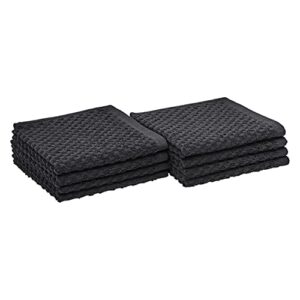 amazon basics 100% cotton terry kitchen dish cloths, popcorn texture, 8 pack, black, 12"l x 12"w