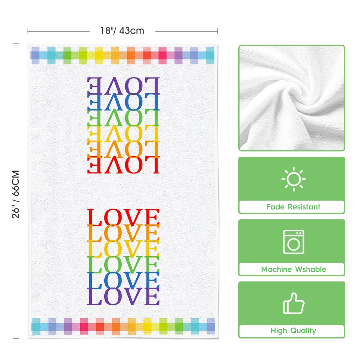 Artoid Mode Watercolor Rainbow Love Pride Gnomes LGBT Home Kitchen Dish Towels, 18 x 26 Inch Ultra Absorbent Coffee Tea Bar Hand Towels Bathroom Gift for Cooking Baking Set of 4