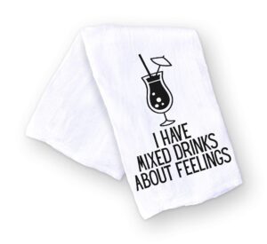 handmade funny kitchen towel - 100% cotton mixed drinks bar towel for kitchen - 28x28 inch perfect for hostess housewarming christmas mother’s day birthday gift (i have mixed drinks...)