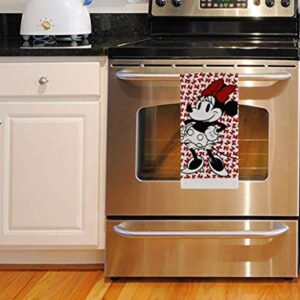 Disney 100% Cotton Kitchen Towels, 2pk, Perfect for Drying Dishes & Hands, Absorbent, Light Weight, and Adorable- Machine Washable- 16” x 26” - Minnie Red Bows