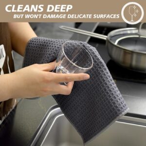 SINLAND Microfiber Waffle Weave Dishcloths Cleaning Cloths 10 Pack 13inch X 13inch Grey