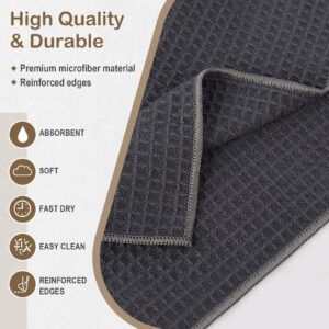 SINLAND Microfiber Waffle Weave Dishcloths Cleaning Cloths 10 Pack 13inch X 13inch Grey