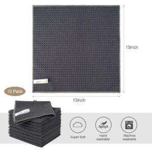 SINLAND Microfiber Waffle Weave Dishcloths Cleaning Cloths 10 Pack 13inch X 13inch Grey