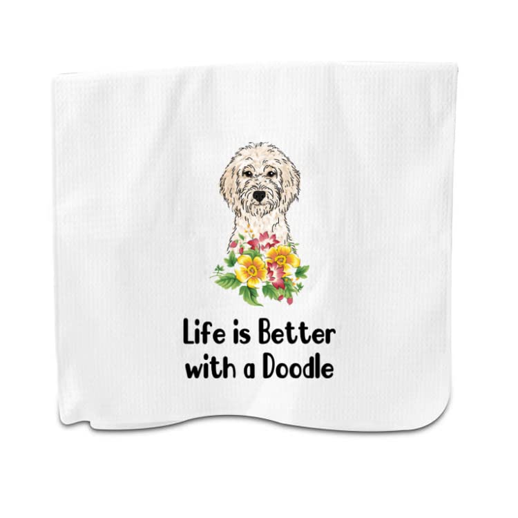 Doodle Kitchen Towel Golden Poodle Gifts Dog Mom Gifts Life is Better with a Doodle Kitchen Towel Puppy Dog Sweet Home Gift