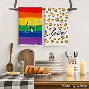 Artoid Mode Watercolor Buffalo Plaid Rainbow Love LGBT Home Kitchen Dish Towels, 18 x 26 Inch Ultra Absorbent Coffee Tea Bar Hand Towels Bathroom Gift for Cooking Baking Set of 4