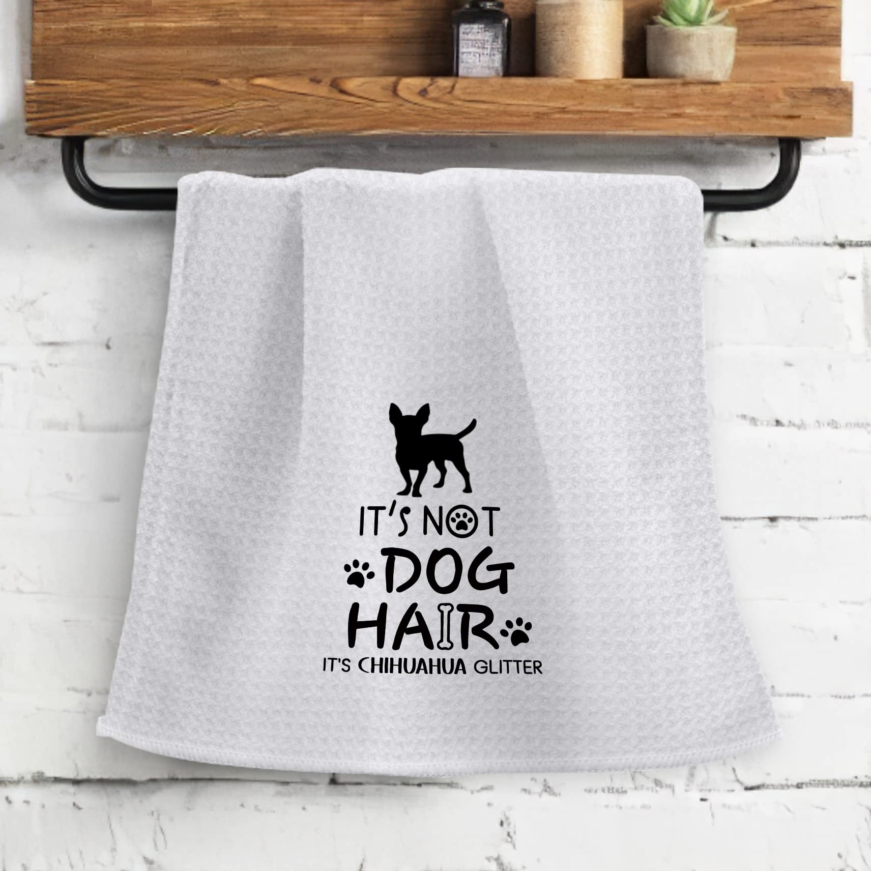 OHSUL It’s Not Dog Hair It’s Chihuahua Glitter Absorbent Kitchen Towels Dish Towels Dish Cloth,Funny Dog Hand Towels Tea Towel for Bathroom Kitchen Decor,Dog Lovers Girls Gifts