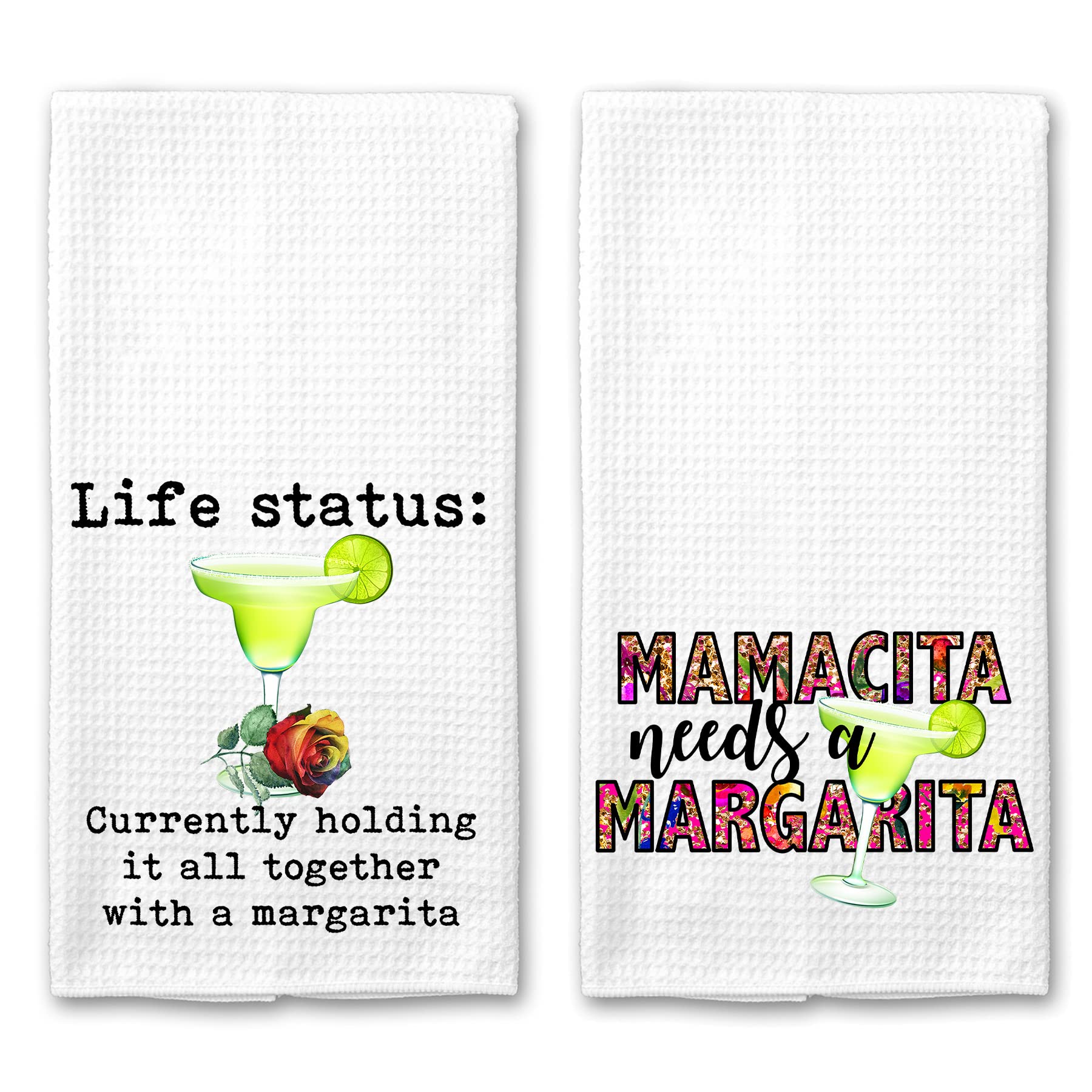 Life Status: Currently Holding it Together with a Margarita and Mamacita Needs a Margarita Kitchen Microfiber Bar Tea Towel Set of 2