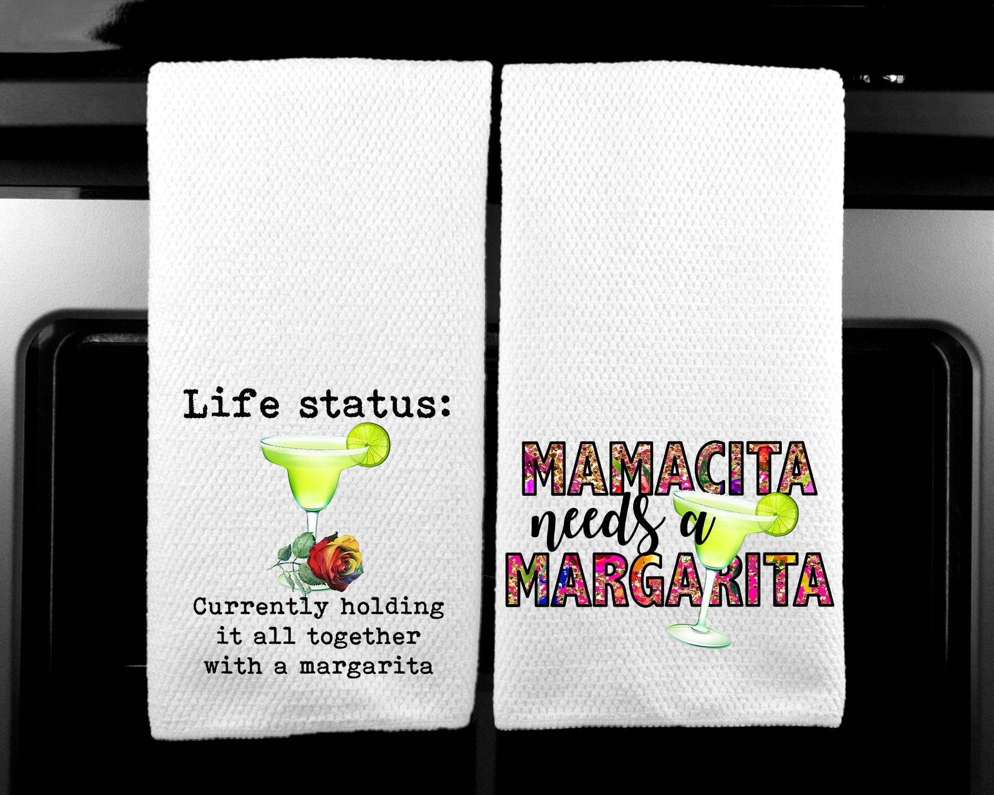 Life Status: Currently Holding it Together with a Margarita and Mamacita Needs a Margarita Kitchen Microfiber Bar Tea Towel Set of 2