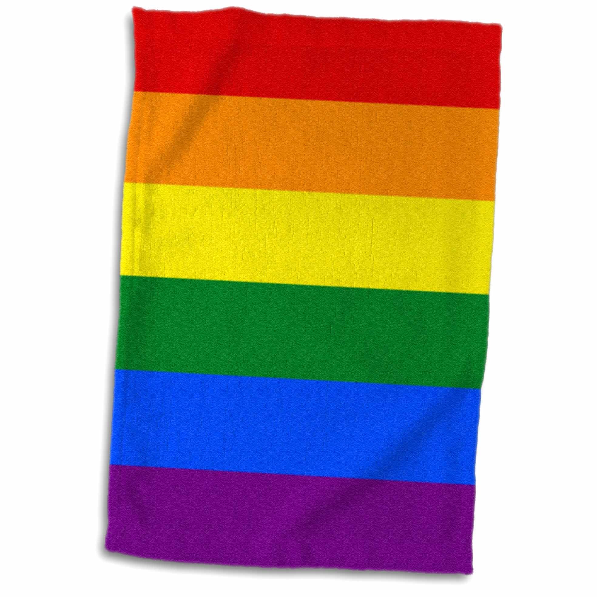 3D Rose Rainbow Flag-Multicolor Colorful Stripes Gay LGBT Movement-Pride Parade Towel, 15" x 22"