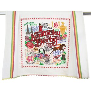 catstudio kentucky derby dish towel, us geography souvenir kitchen towel, hand towel with original artwork, washable tea towel for kentucky derby lovers, travel souvenir