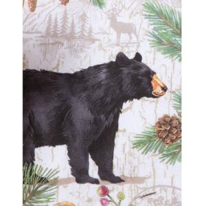 DHE Piece Black Bear Pinecone Trails Kitchen Set, 1 Dual Purpose Towel, 1 Applique Towel and 2 Pocket Mitts Green