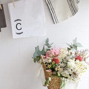 The Cotton & Canvas Co. Personalized Single Monogram Initial C Soft Absorbent Kitchen Tea Towel, Flour Sack Towel, Dish Cloth