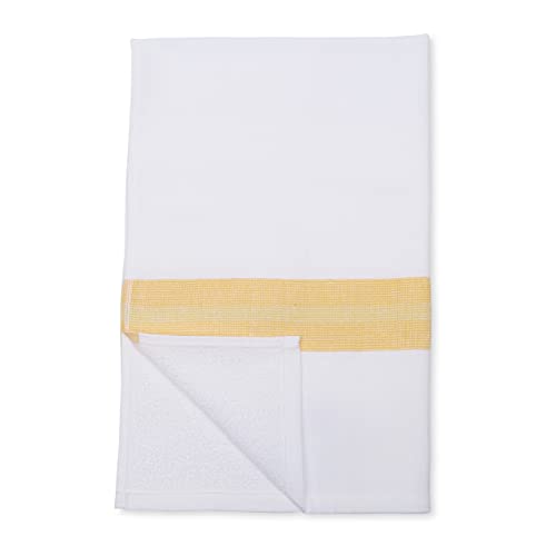 Amazon Basics 100% Cotton Terry Reversible Flour Sack Kitchen Towels, 12 Pack, Yellow, 28"L x 27"W