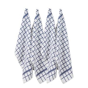 dii basic terry collection windowpane dishtowel set, 16x26, blue, 4 piece