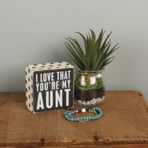 Primitives by Kathy 21309 Polka Dot Trimmed Box Sign, 3.5" x 3.5", You're My Aunt