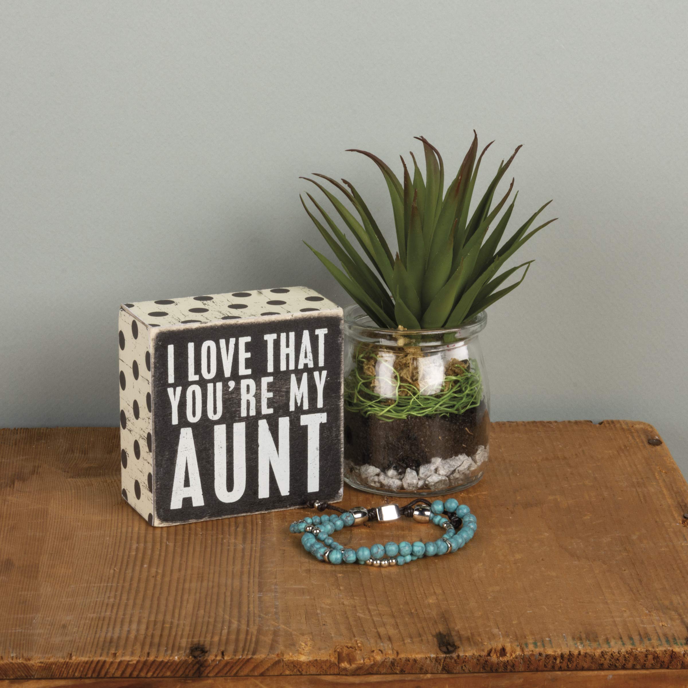 Primitives by Kathy 21309 Polka Dot Trimmed Box Sign, 3.5" x 3.5", You're My Aunt