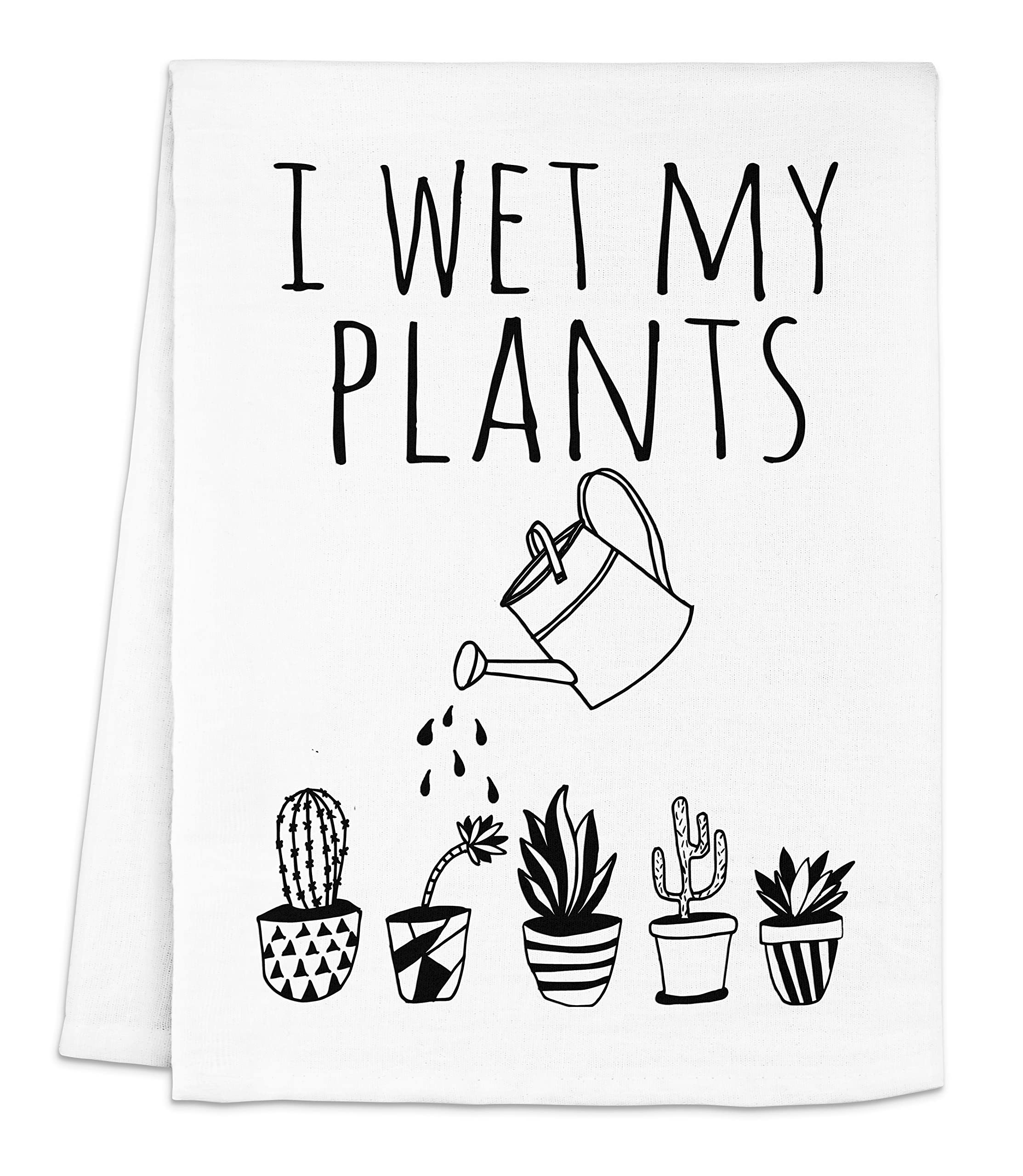 Funny Dish Towel, I Wet My Plants, Flour Sack Kitchen Towel, Sweet Housewarming Gift, Farmhouse Kitchen Decor, White or Gray (White)