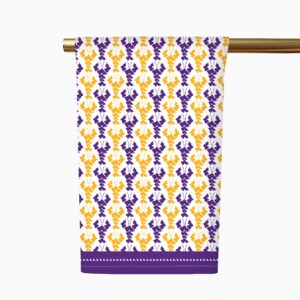 honey + hank tea towel - louisiana crawfish purple/gold - 19.5" x 27.5" - 100% cotton twill - hand-illustrated print - can you spot the little louisiana shapes in this crawfish print?