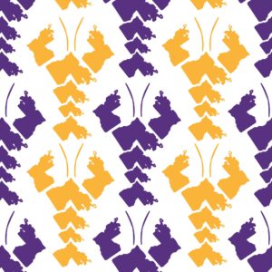 HONEY + HANK Tea Towel - Louisiana Crawfish Purple/Gold - 19.5" x 27.5" - 100% Cotton Twill - Hand-Illustrated Print - Can You Spot The Little Louisiana Shapes in This Crawfish Print?