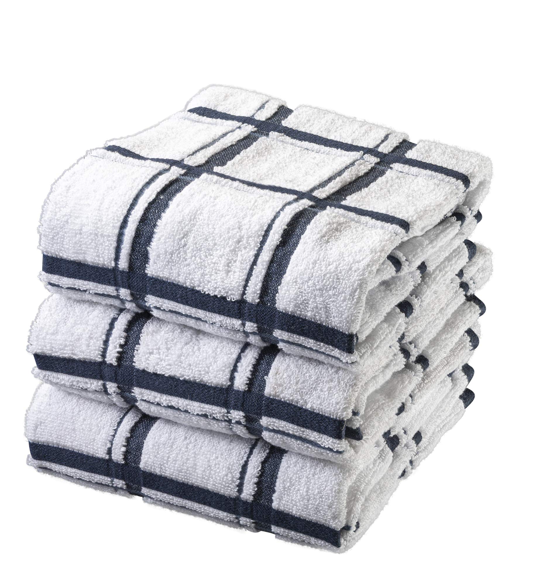 XLNT Blue Large Kitchen Towels (3 Pack) - 100% Cotton Dish Towels | 20" x 28" | Ultra Absorbent Dishcloths Sets of Hand Towels/Tea Towels for Everyday Scrubbing | Quick Drying Kitchen Washcloths