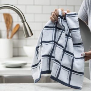 XLNT Blue Large Kitchen Towels (3 Pack) - 100% Cotton Dish Towels | 20" x 28" | Ultra Absorbent Dishcloths Sets of Hand Towels/Tea Towels for Everyday Scrubbing | Quick Drying Kitchen Washcloths