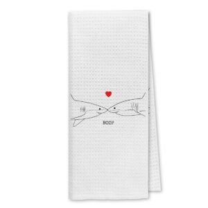 dibor sharks boop love kiss kitchen towels dish towels dishcloth,ocean animal shark decorative absorbent drying cloth hand towels tea towels for bathroom kitchen (white-1)