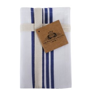 The Weaver's Blend 100% Cotton Kitchen Towels with Blue Stripe Design | Kitchen Towels and Dish Cloths | Size 28”x18” | Set of 6